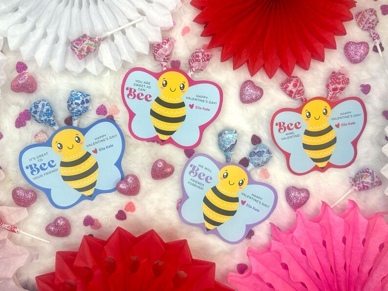 BEE Mine Bumble Bee Valentines, Printable Valentine Cards, Lollipop ...