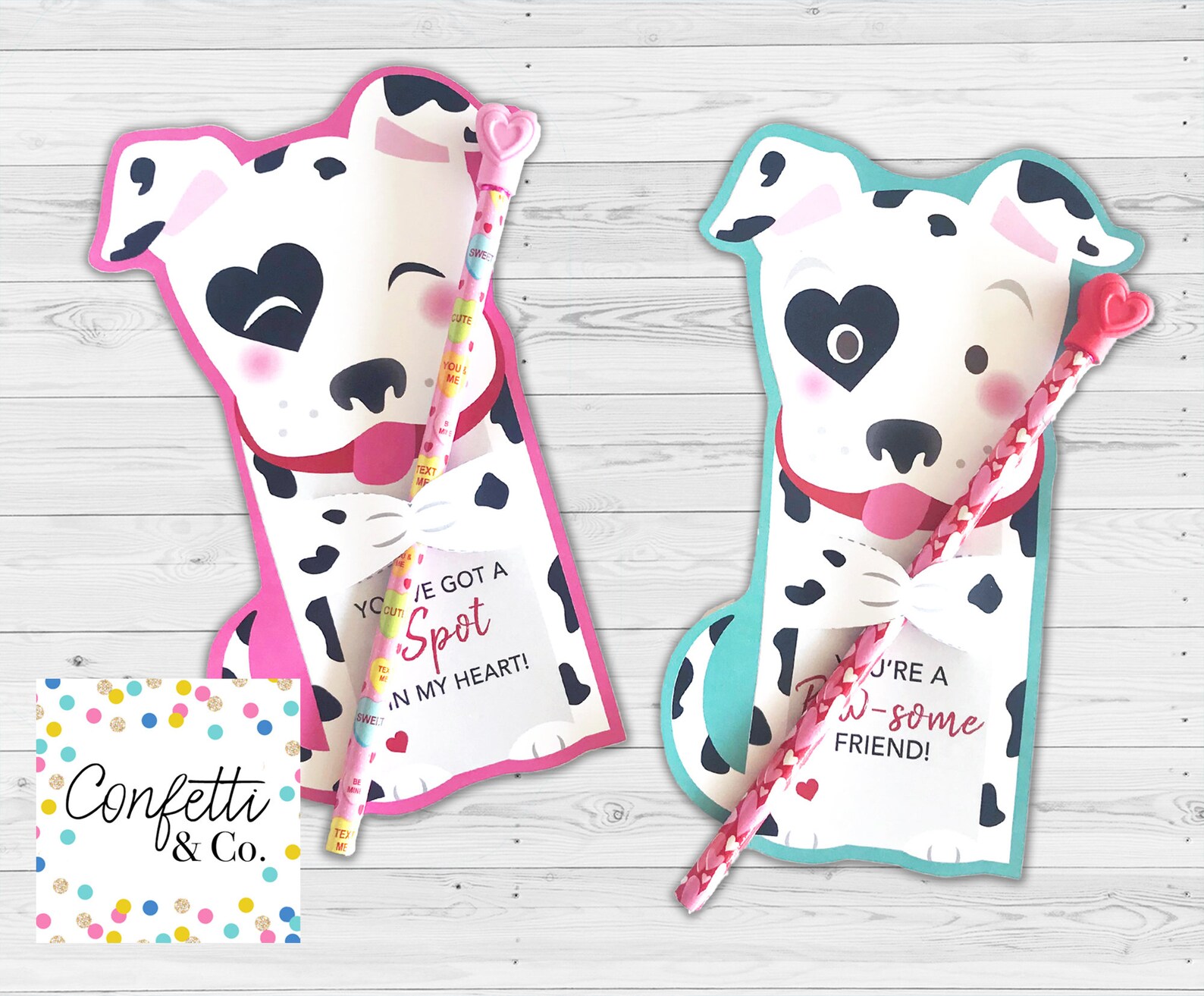 Dalmatian Puppy Dog Valentine Treat Holder Printable Cards, Candy ...