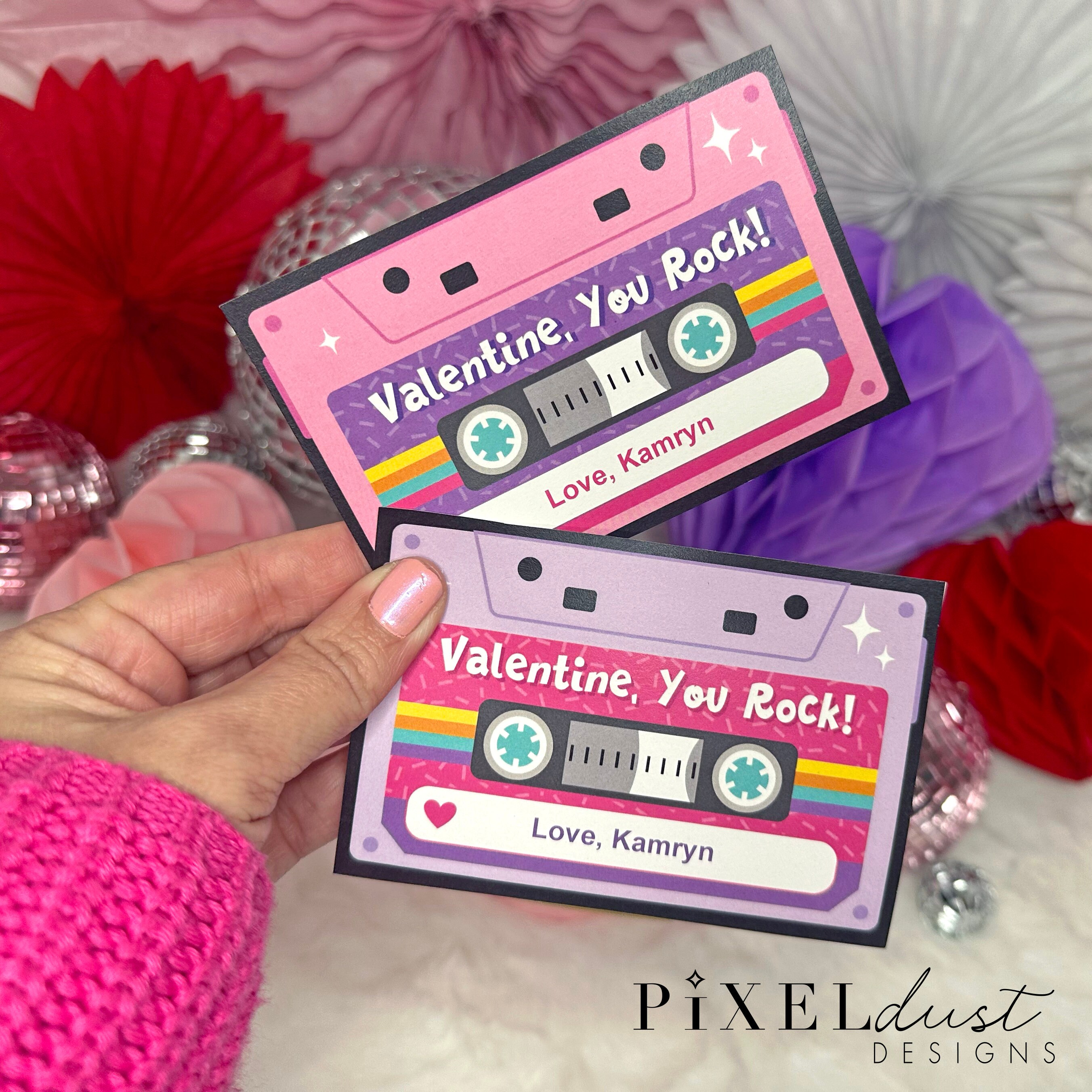 Retro Cassette Tape Valentines, Classroom Valentines, Girl Valentines ...