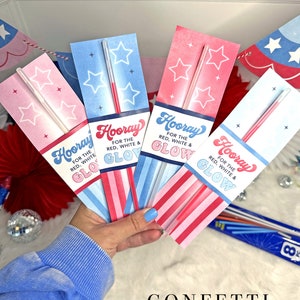 Patriotic Glow Stick Printable Cards, Fourth of July Party Favors ...