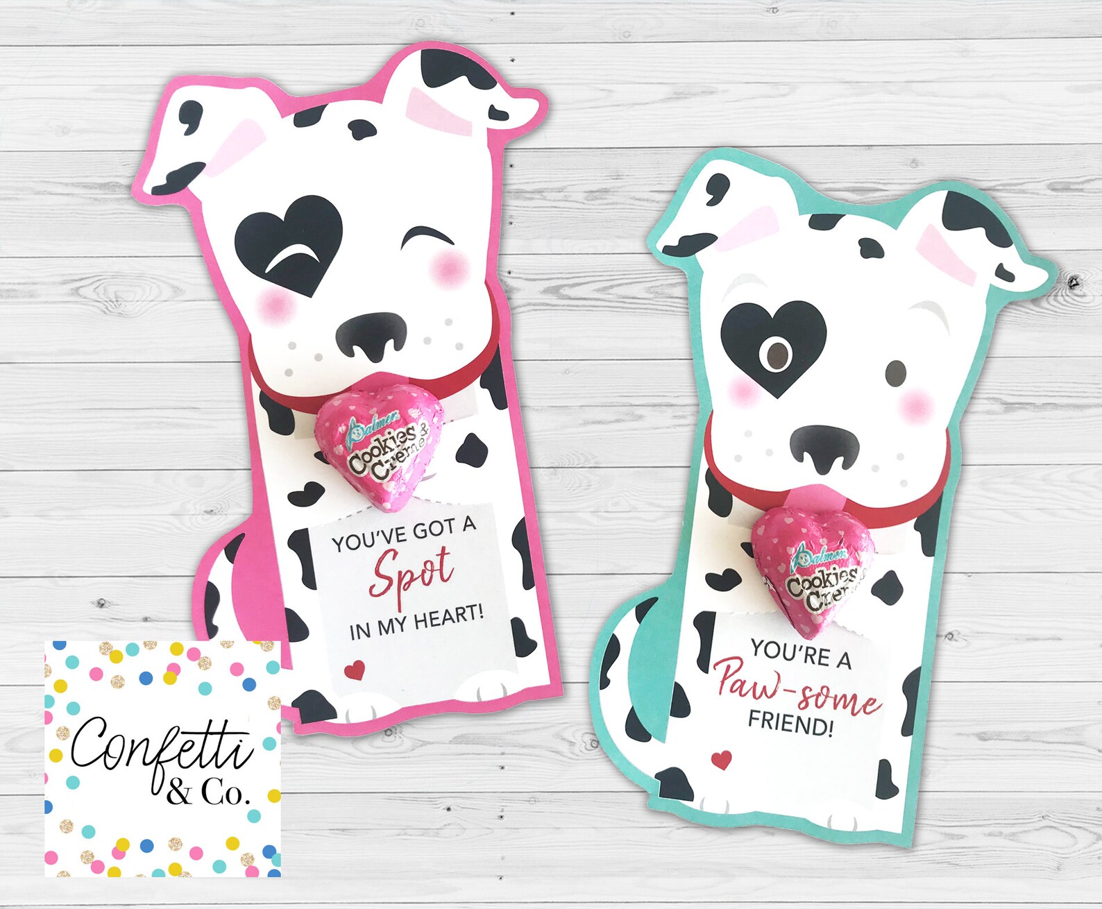 Dalmatian Puppy Dog Valentine Treat Holder Printable Cards - Etsy