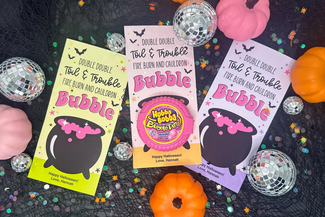 Bubble Tape Witch Cauldron Halloween Printable Card, Double Double Toil and Trouble, Bubblegum ...