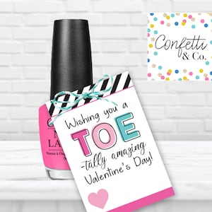 Printable Nail Polish Gift Tags, Valentine's Day Cards, Girl's ...