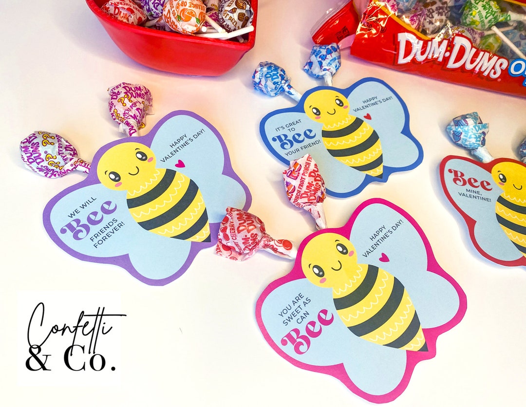 BEE Mine Bumble Bee Valentines, Printable Valentine Cards, Lollipop ...