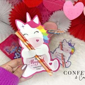 Unicorn Valentine Treat Holder Printable Cards, Girl Classroom ...