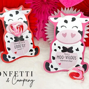 Cute Cow Valentines, Printable Valentine Card, Moo Cow Kid's Classroom ...