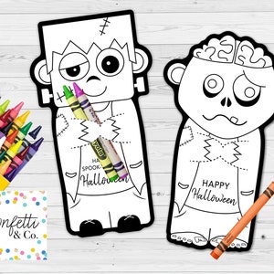 Halloween Crayon Holder Printable Coloring Sheet Cards, Trick or Treat ...