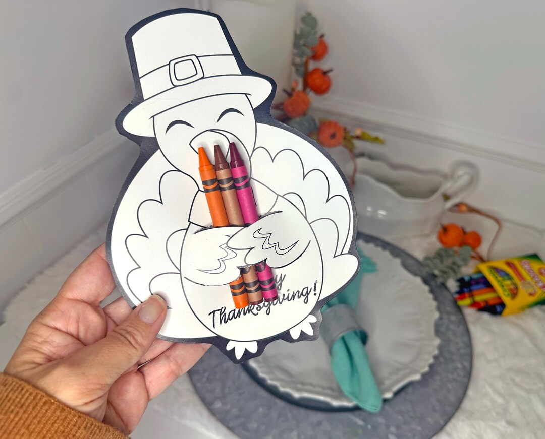 Thanksgiving Turkey Treat Holder Printable Cards for Kids, Coloring ...