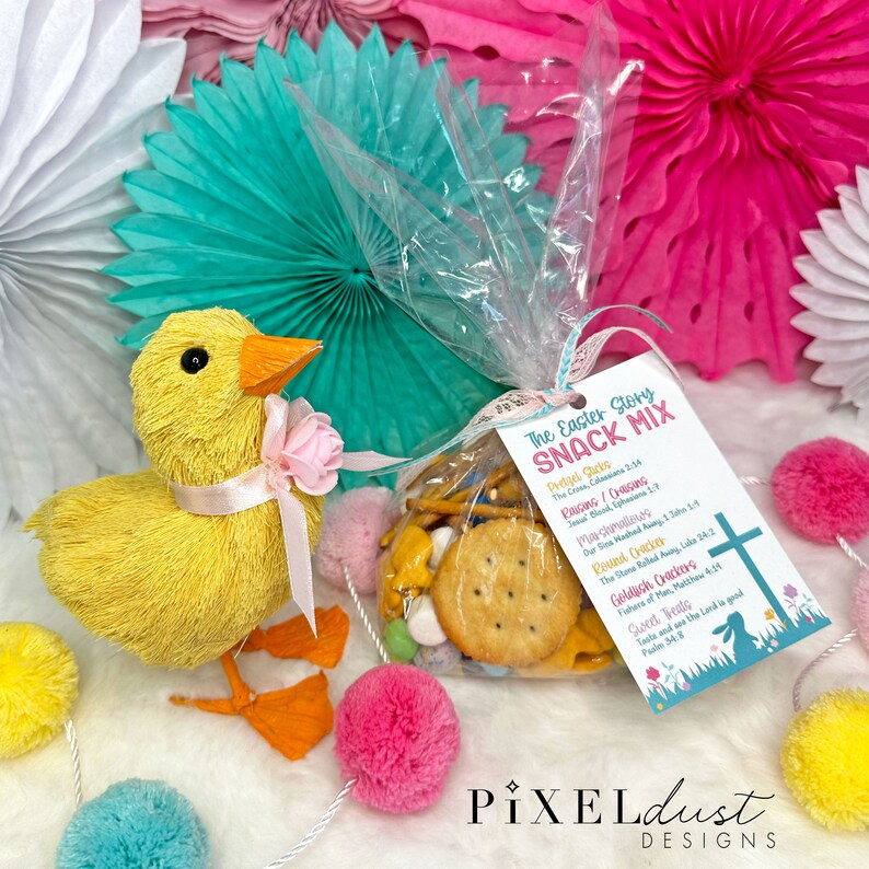 The Easter Story Snack Mix Printable Tag and Bag Toppers, Easter Basket ...