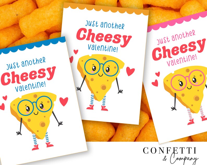 Cheesy Cheese Valentine Printable Cards, Classroom Valentines, Boy ...