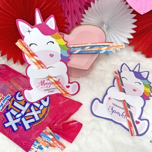 Unicorn Valentine Treat Holder Printable Cards, Girl Classroom ...