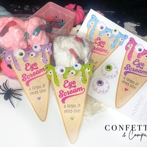 Eye Scream Halloween Printable Card, Cotton Candy Ice Cream Cone ...