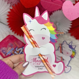 Unicorn Valentine Treat Holder Printable Cards, Girl Classroom ...