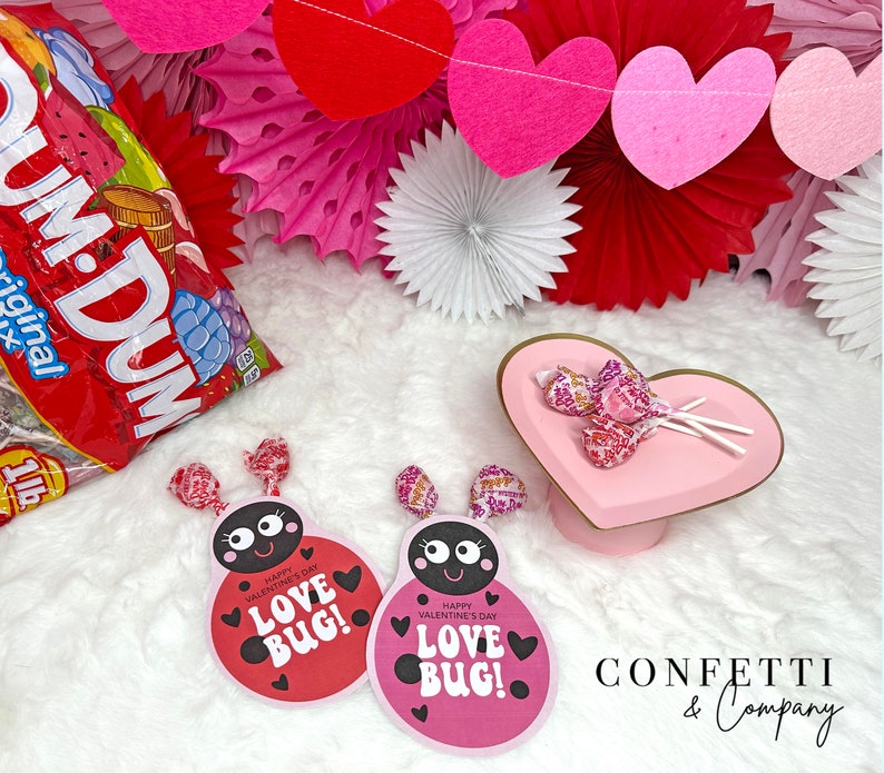 Love Bug Lollipop Printable Classroom Valentine Cards Kids - Etsy