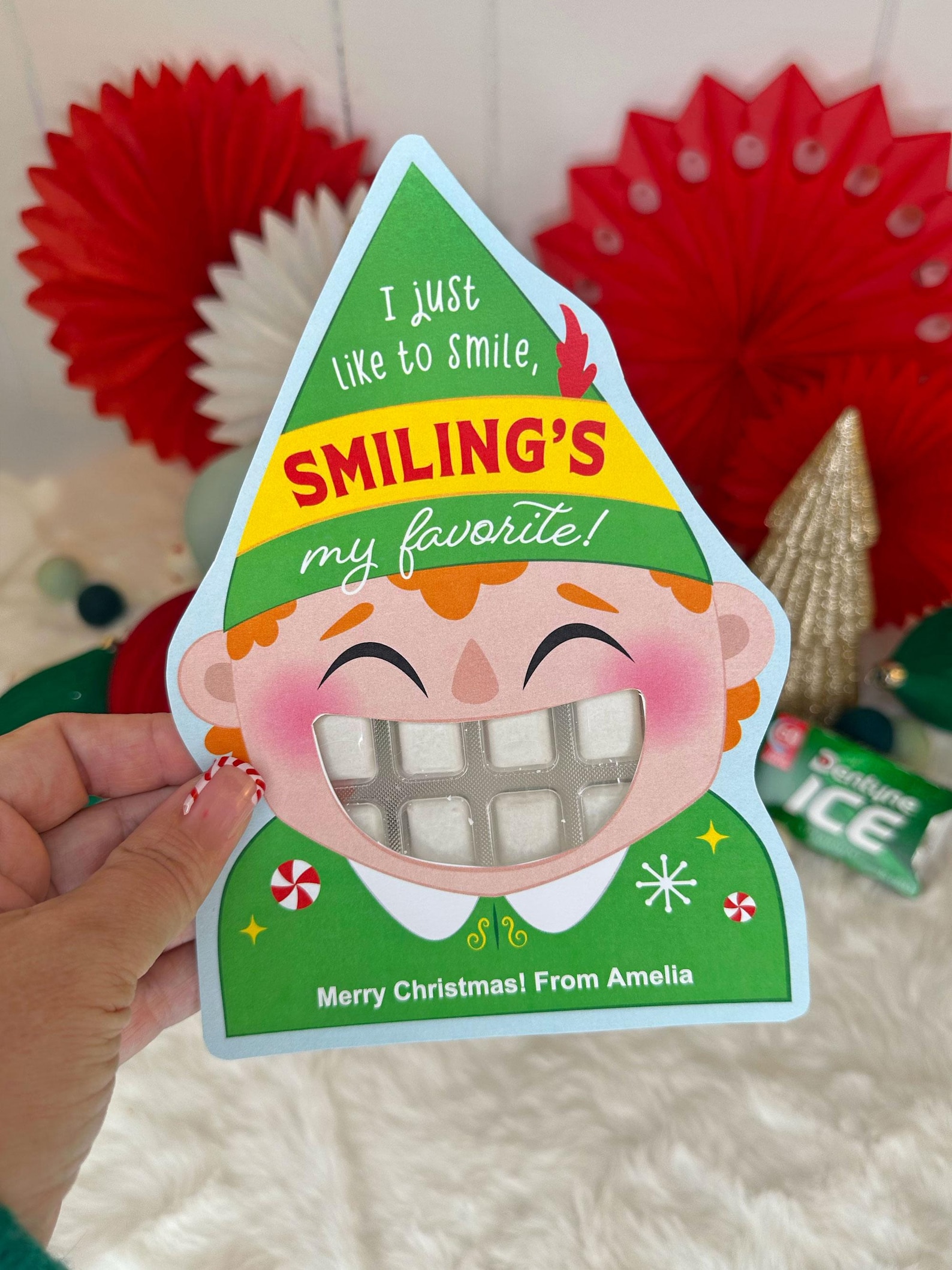 Christmas Chewing Gum Printable Treat Card, Classroom Christmas Gift ...