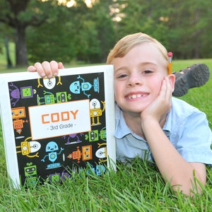 Personalized Robot Printable Binder Covers, Student Binder Cover Set ...