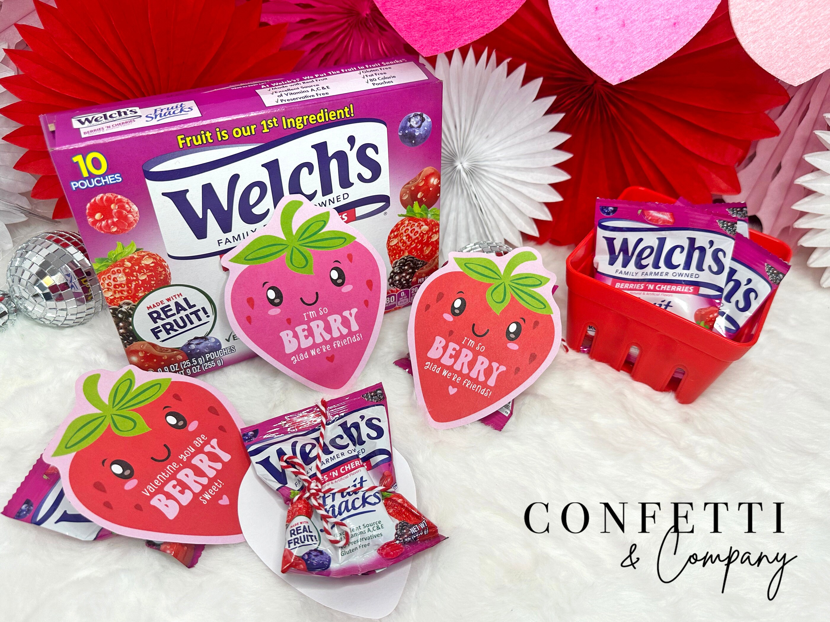 Berry Sweet Strawberry Valentine Printable Cards, Classroom Valentines ...