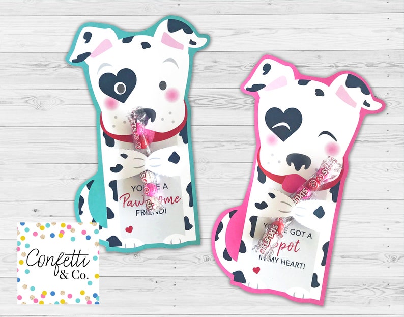 Dalmatian Puppy Dog Valentine Treat Holder Printable Cards, Candy ...