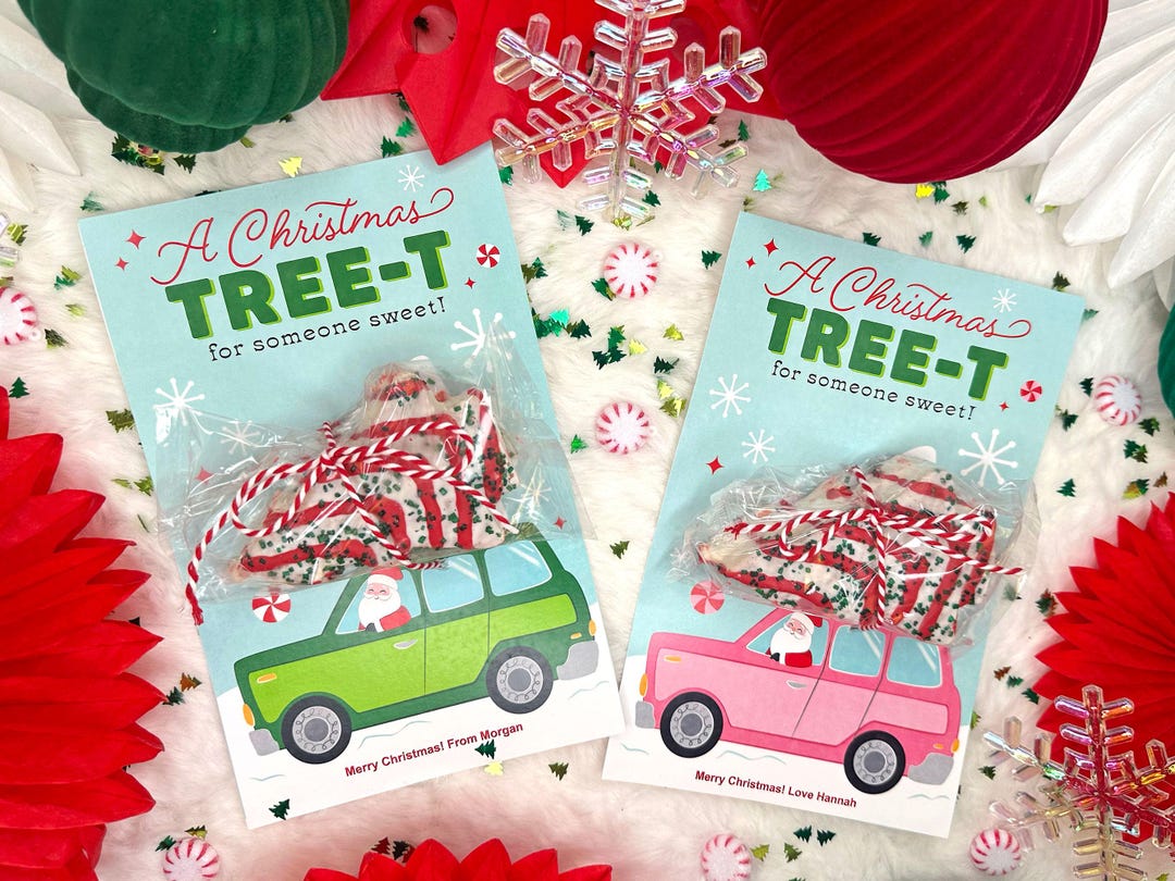 Christmas Tree Cake Printable Treat Card, Classroom Treat for Kids ...