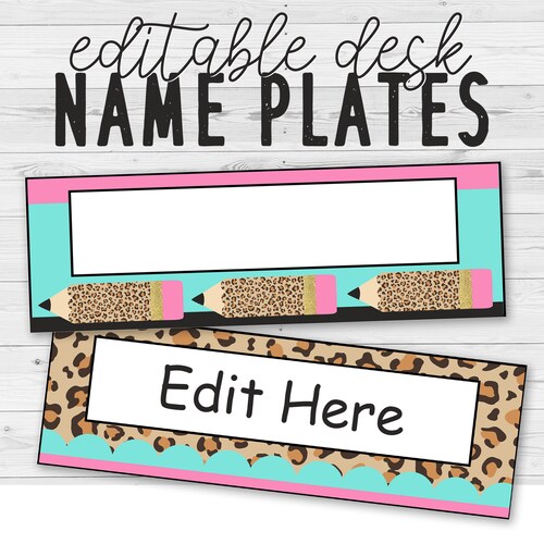 Leopard Name Tags L Editable - Etsy