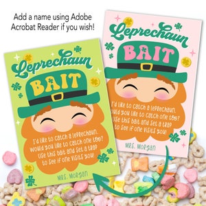 St. Patrick's Day Leprechaun Bait Printable Cards for Kids, Lucky ...