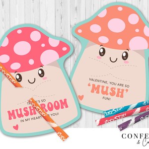 Retro Mushroom Valentine Treat Holder Printable Cards, Girl Classroom ...