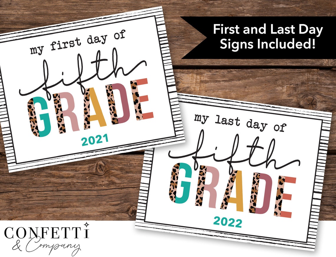 Printable First and Last Day of FIFTH GRADE Sign Back to | Etsy