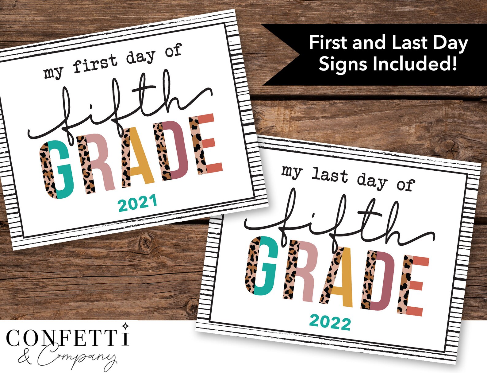 Printable First and Last Day of FIFTH GRADE Sign Back to | Etsy