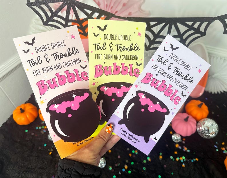 Bubble Tape Witch Cauldron Halloween Printable Card, Double Double Toil ...