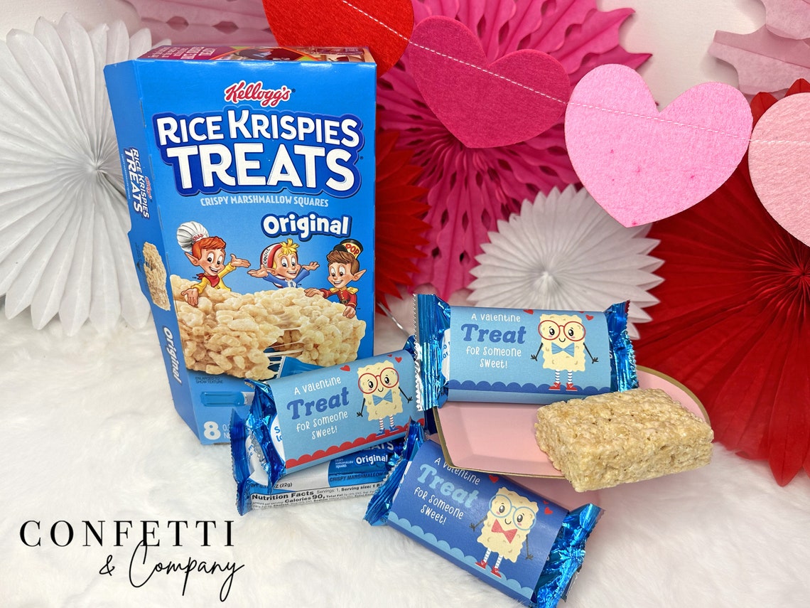 Printable Rice Krispy Treat Valentine Cards, Kid's Rice Cereal Treats ...