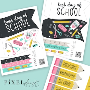First & Last Day of School Printable Pennant Flags, Back to School ...