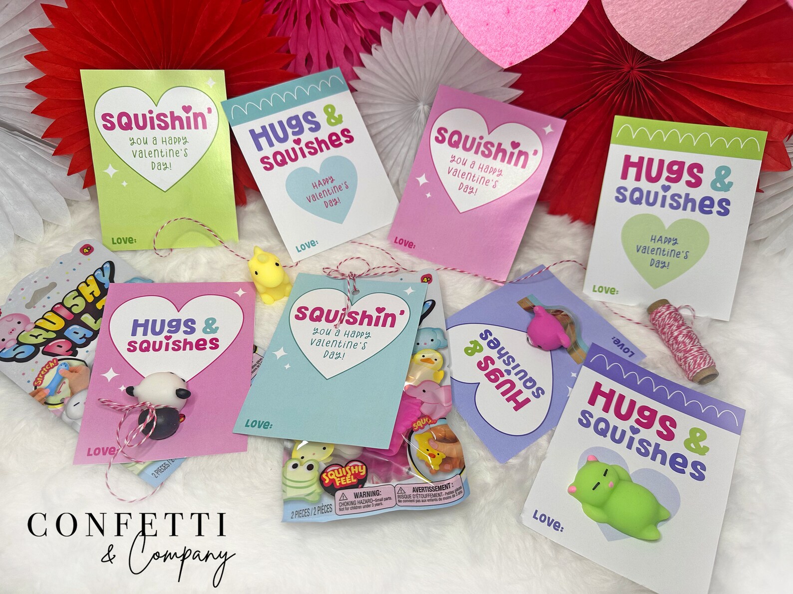 Squishie Valentines Squishy Printable Valentine Cards Hugs & - Etsy