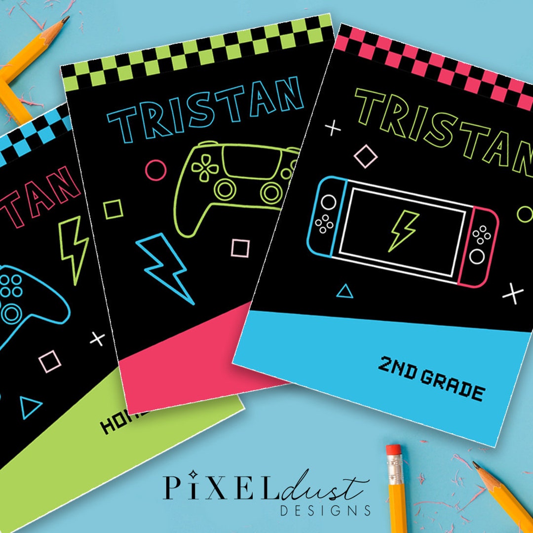 Personalized Video Game Binder Covers, Student Name Binder Cover, Boy ...