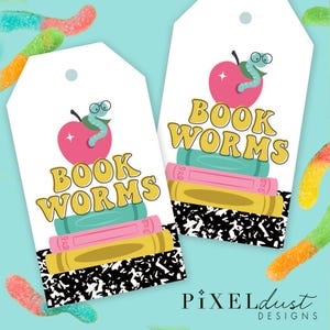 Printable Book Worms & Jitter Critters Gummy Worm Treat Tags for ...