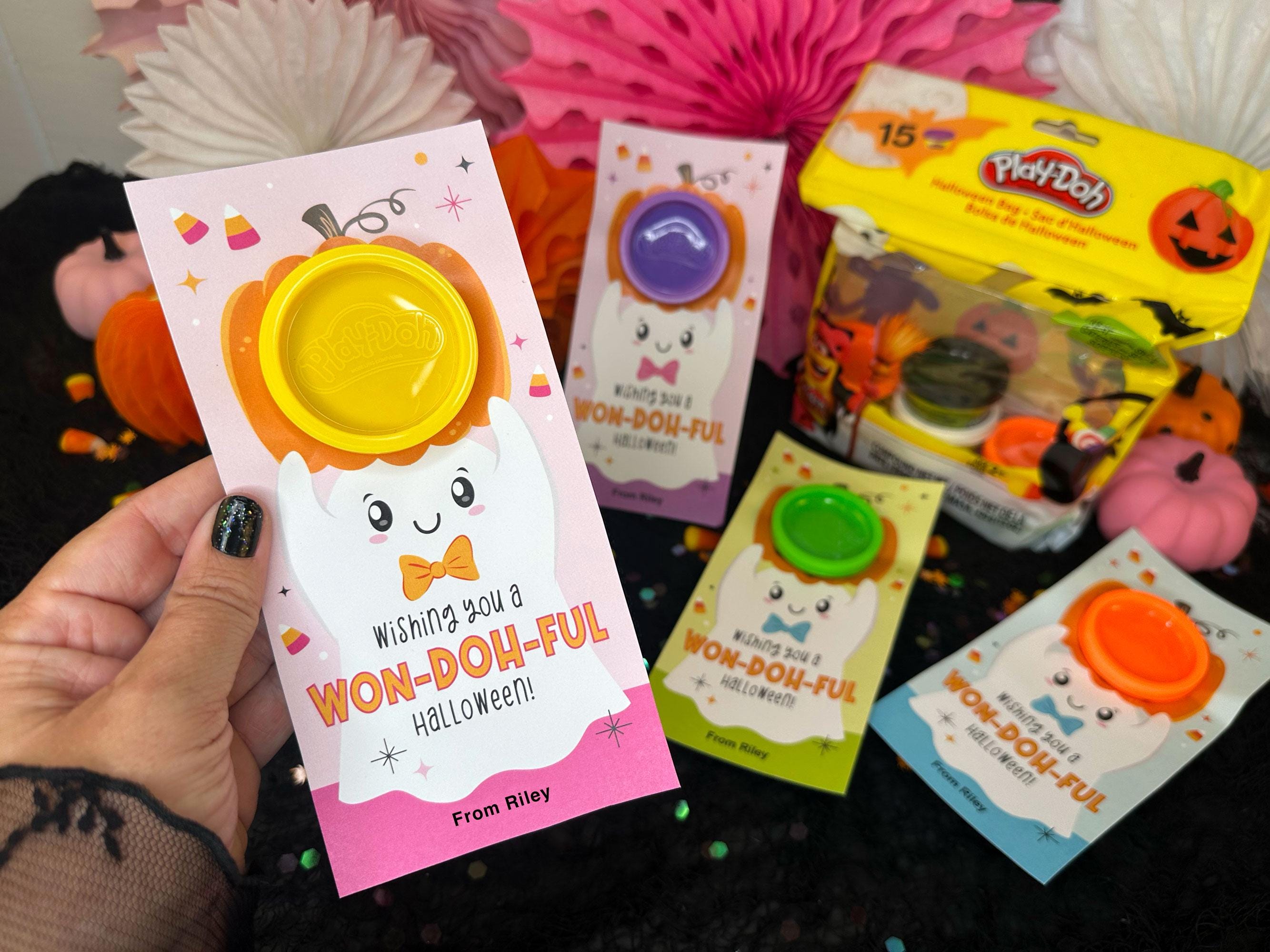 Play Dough Halloween Ghost Gift Printable Cards, Halloween Classroom ...