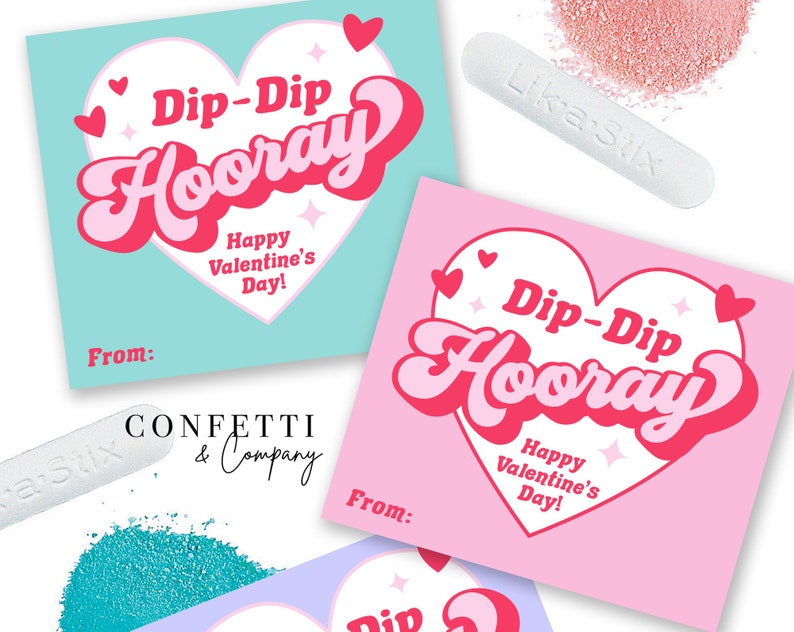 Dip Candy Wrapper Valentines Printable Valentine Cards for - Etsy