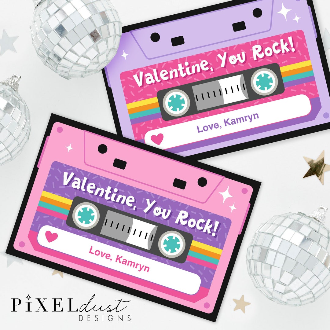 Retro Cassette Tape Valentines, Classroom Valentines, Girl Valentines ...