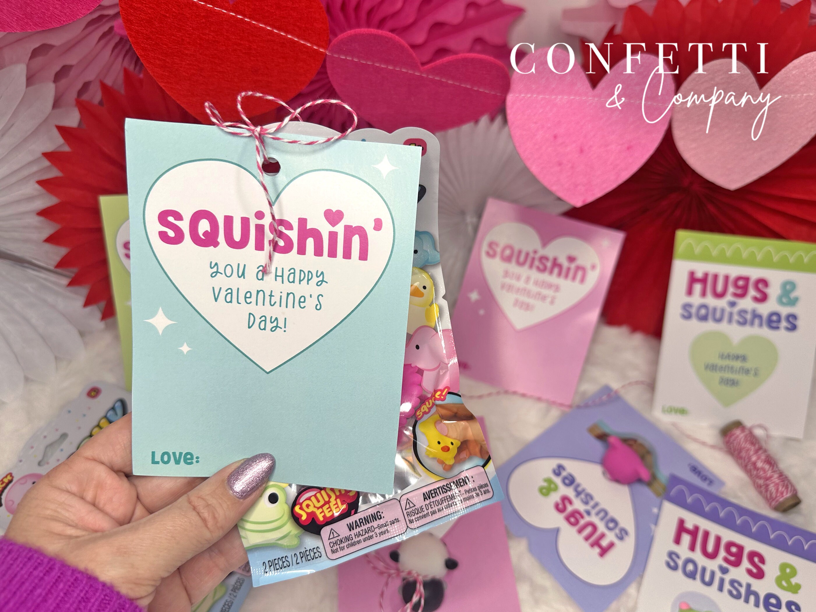 Squishie Valentines Squishy Printable Valentine Cards Hugs & - Etsy