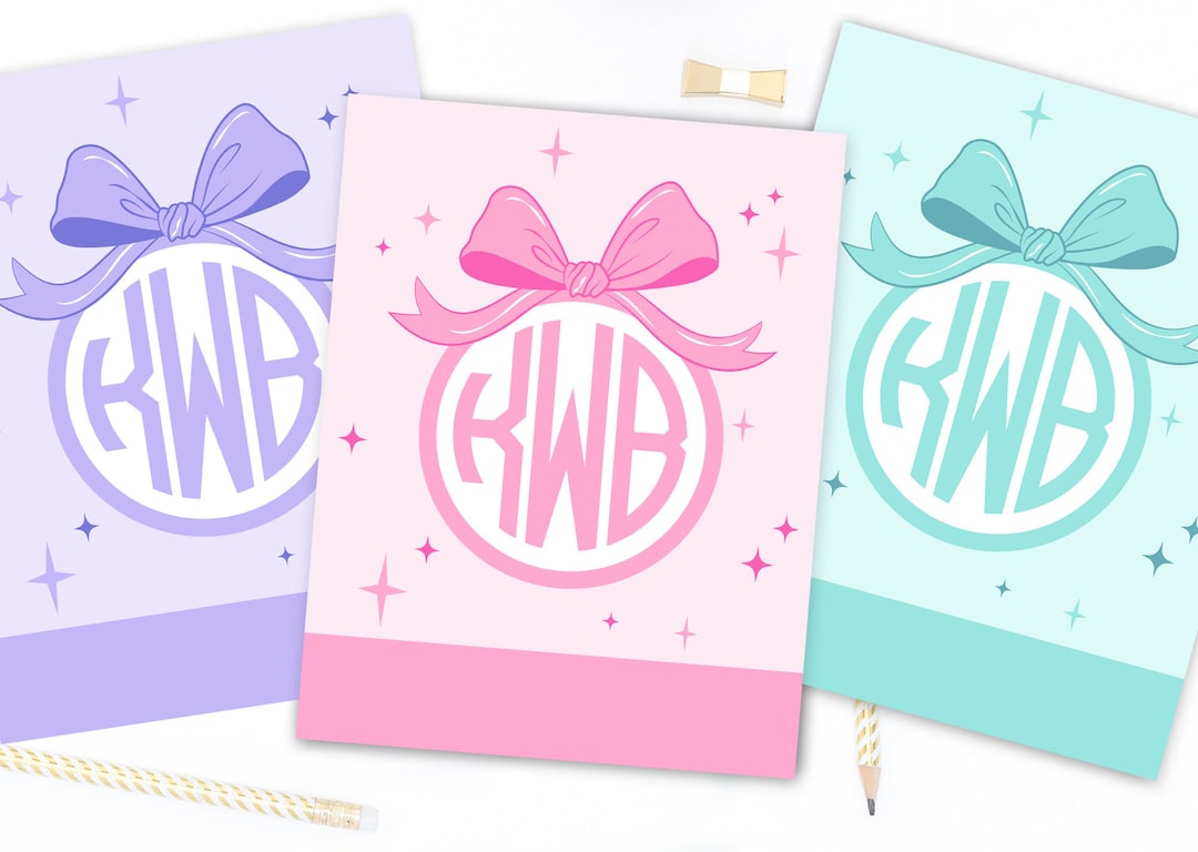 Personalized Preppy Bow Monogram Binder Covers, Student Binder Cover ...