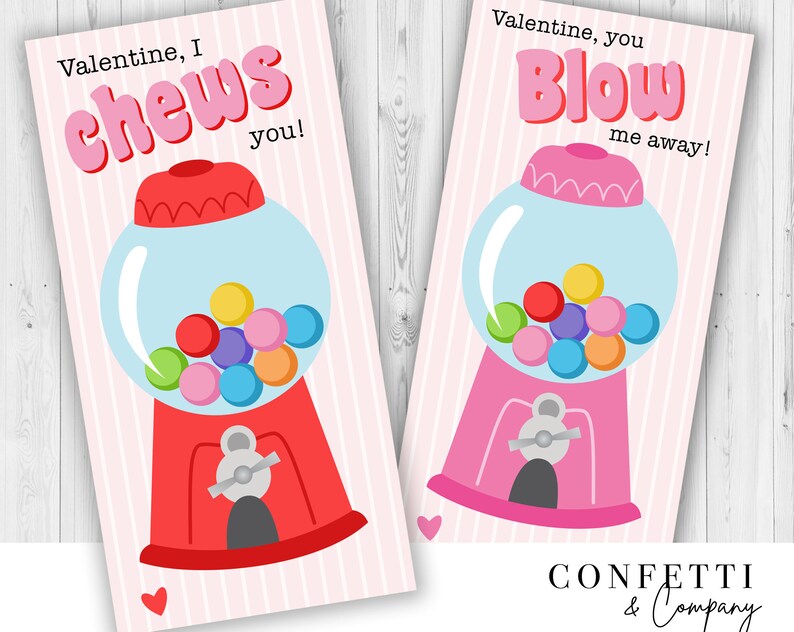 Gumball Machine Valentines Printable Bubble Tape Valentine - Etsy