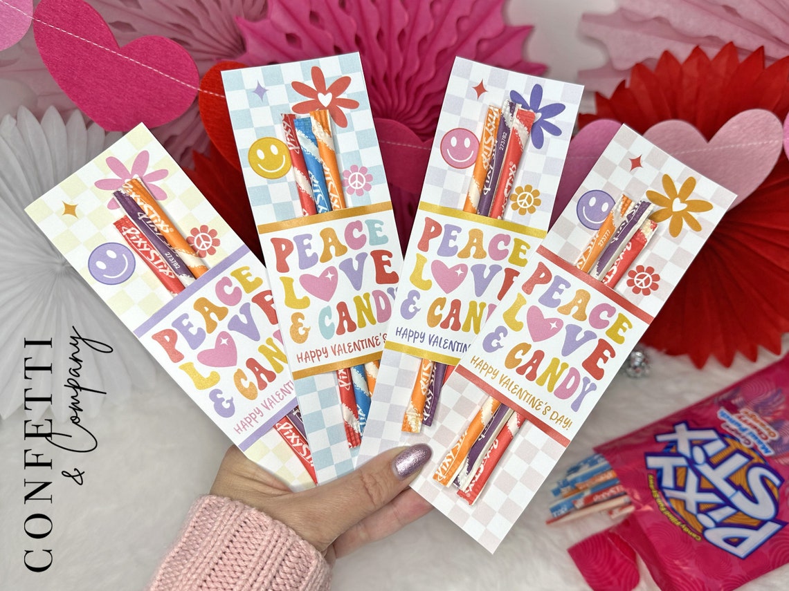 Retro Groovy Valentines Printable Valentine Card Peace Love - Etsy