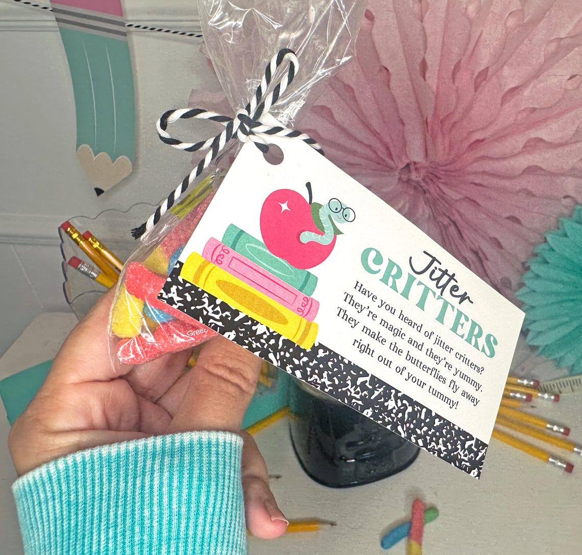 Printable Book Worms & Jitter Critters Gummy Worm Treat Tags for ...