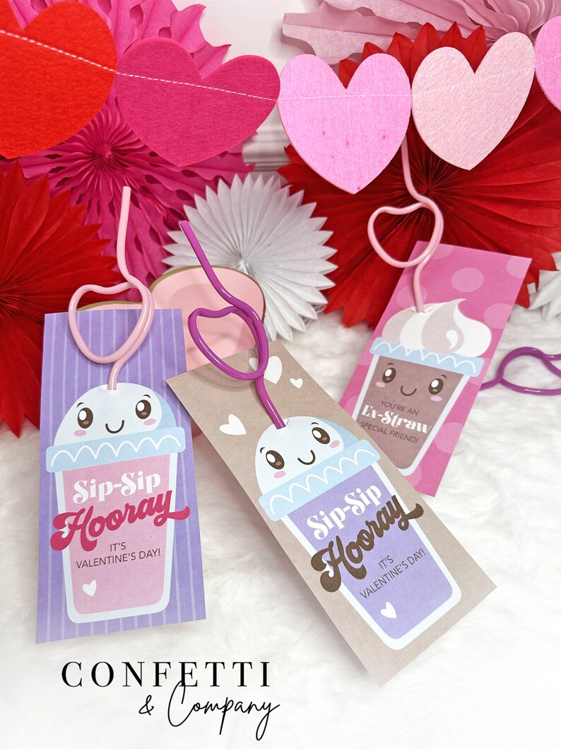 Silly Straw Valentine Printable Cards, Crazy Straw Classroom Valentines ...