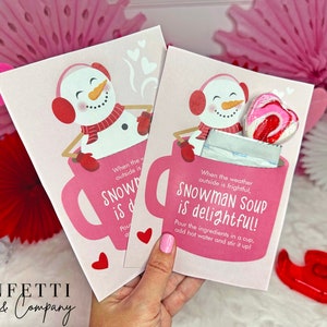 Snowman Soup Valentine, Hot Chocolate Printable Kid's Classroom ...