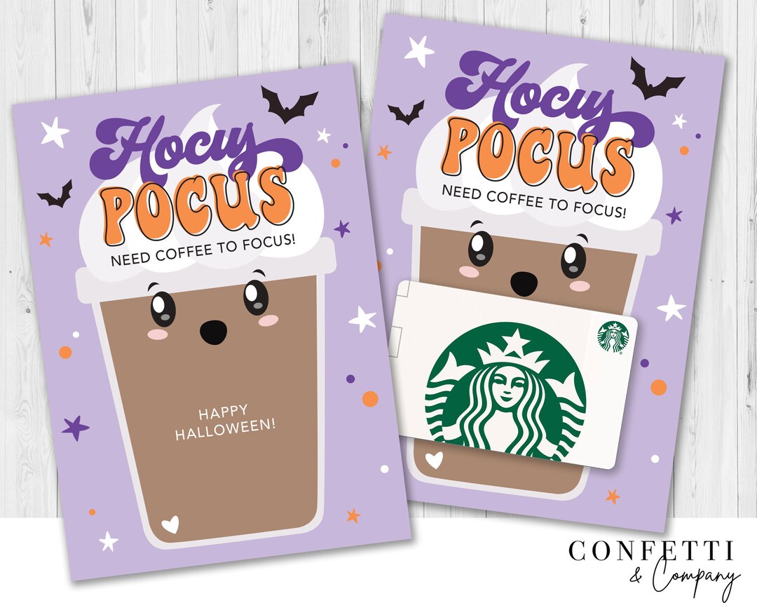 Hocus Pocus Coffee Gift Card Holder, INSTANT DOWNLOAD, Digital PDF File ...