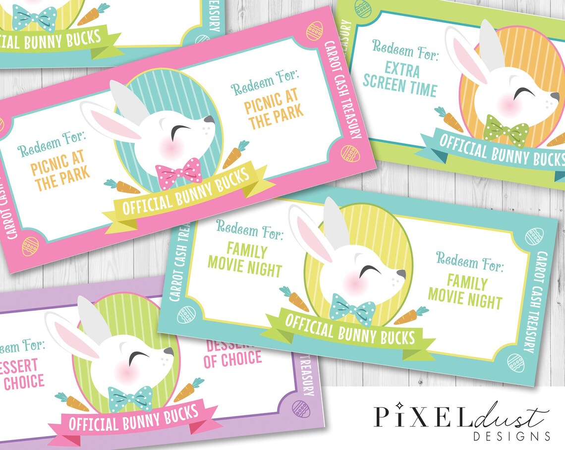 Easter Bunny Bucks Printables, Printable Easter Egg Coupons, Easter ...