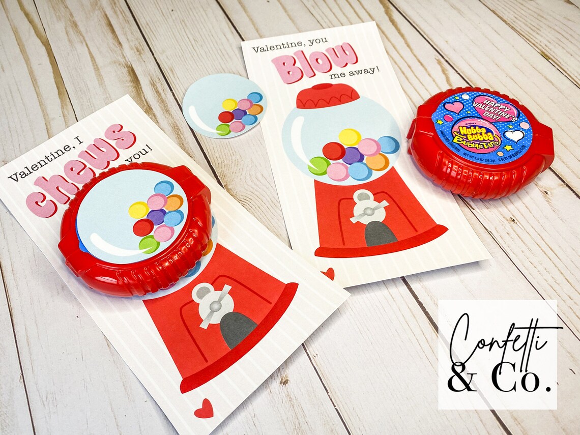 Gumball Machine Valentines, Printable Bubble Tape Valentine Cards ...