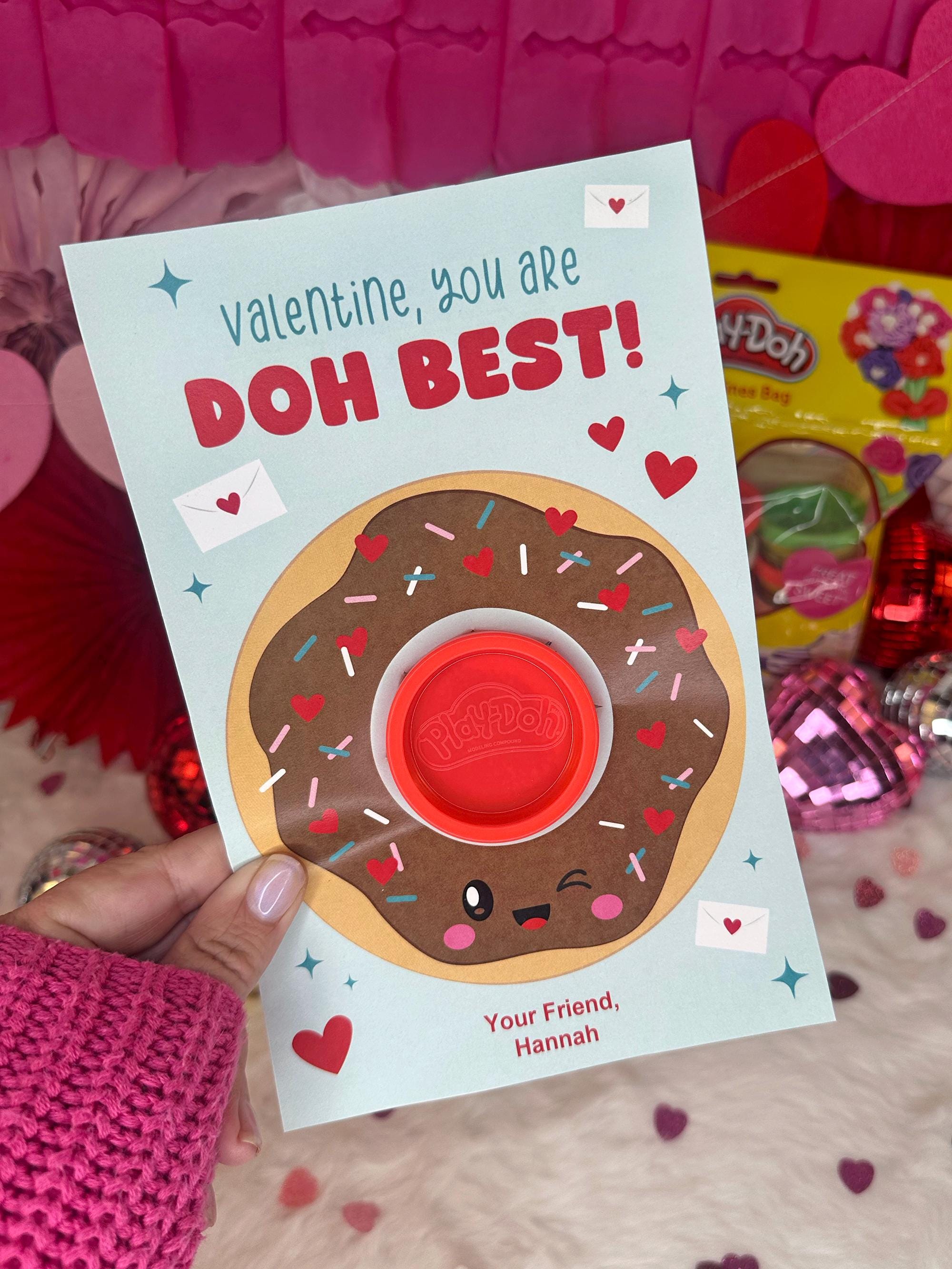 Donut Play Dough Printable Valentines, Classroom Treat Cards for Kids ...