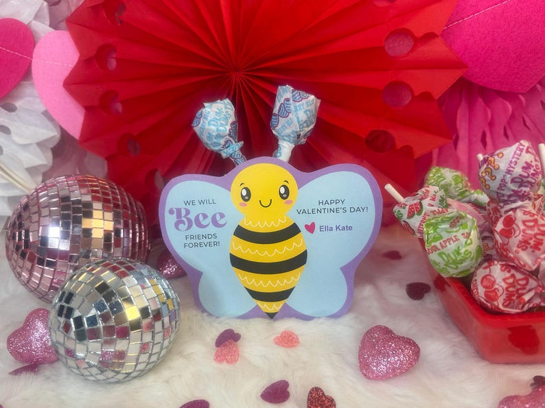 BEE Mine Bumble Bee Valentines, Printable Valentine Cards, Lollipop ...