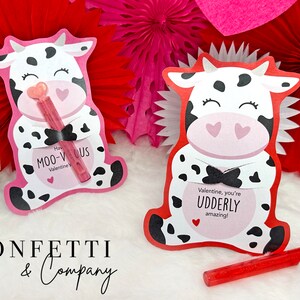 Cute Cow Valentines, Printable Valentine Card, Moo Cow Kid's Classroom ...